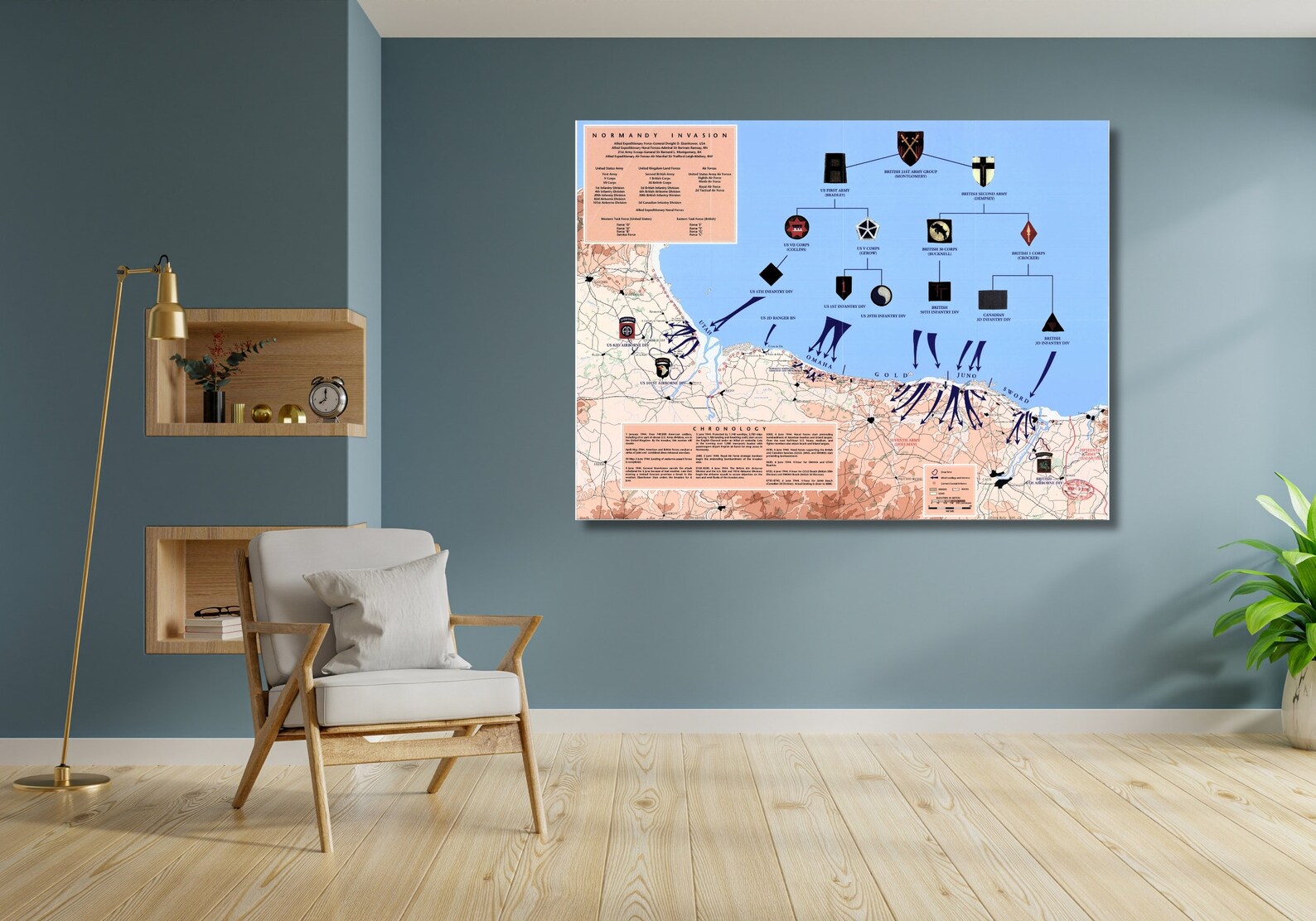 Map of D-day Normandy 6th of June 1944 Canvas Print,normandy Map Poster ...