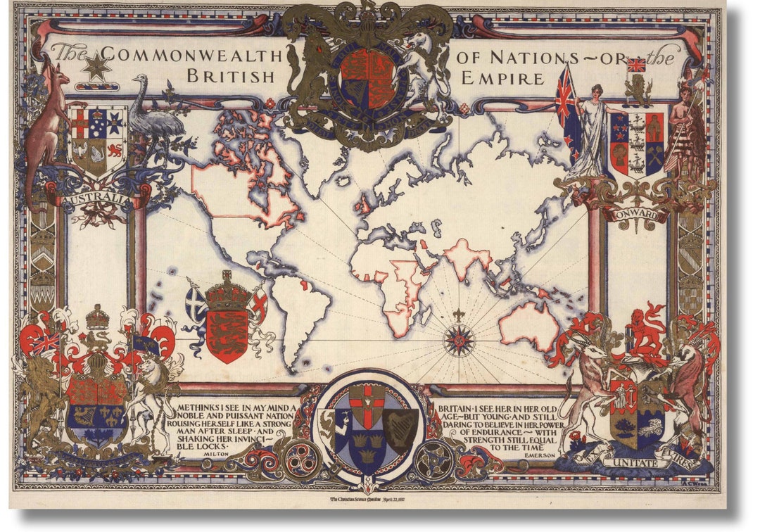 British Empire Map,british Empire Map Canvas Wall Art,the Commonwealth ...