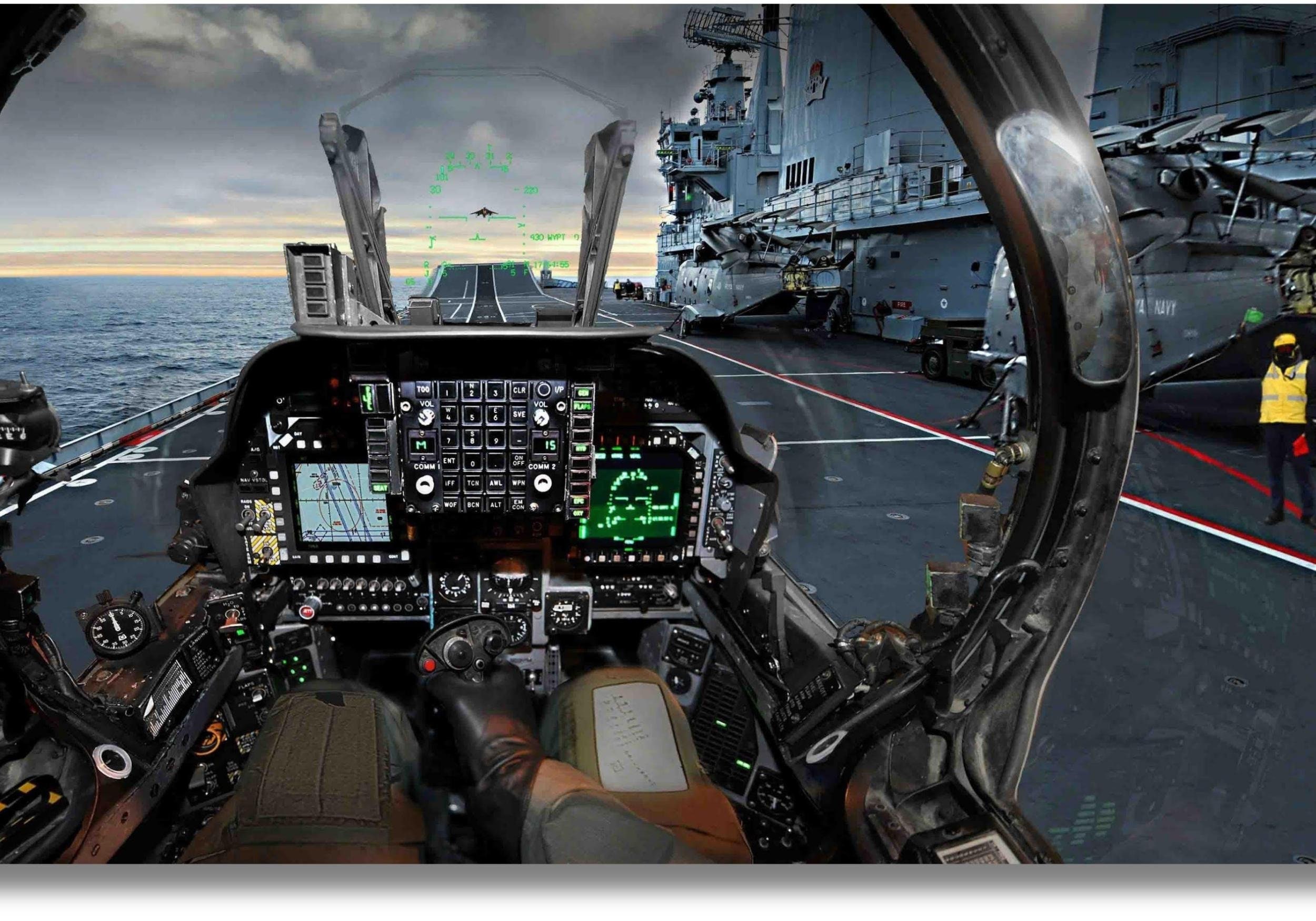 Fighter Aircraft Cockpit Canvas Wall Art Desing, F22 Cockpit View ...