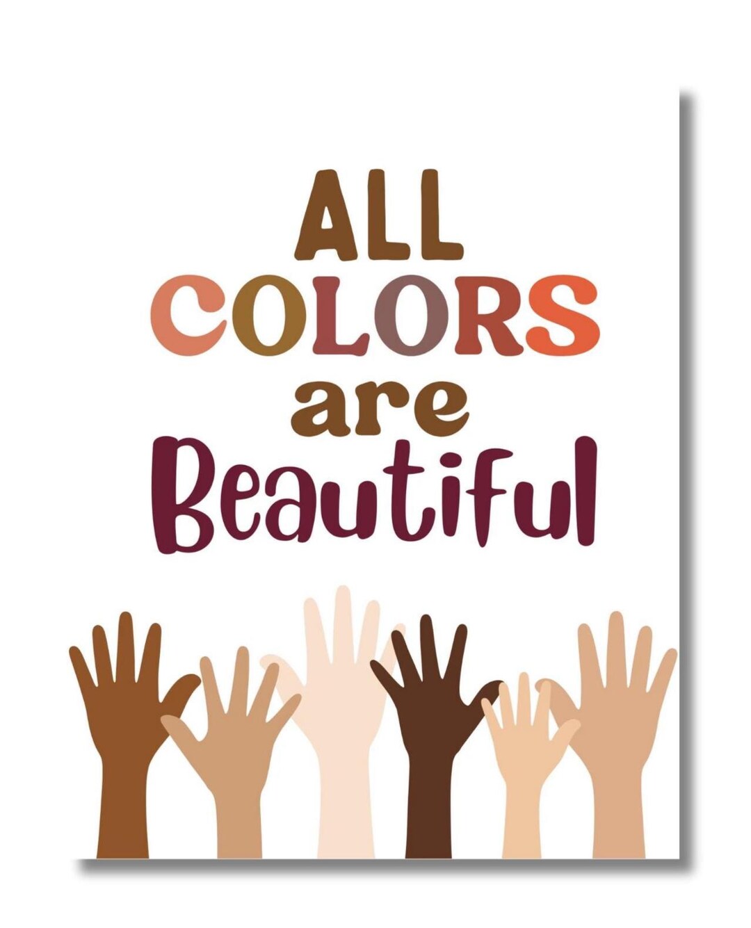All Colors Are Beautiful Wall Art Print , Diversity Wall Art, Inclusion ...