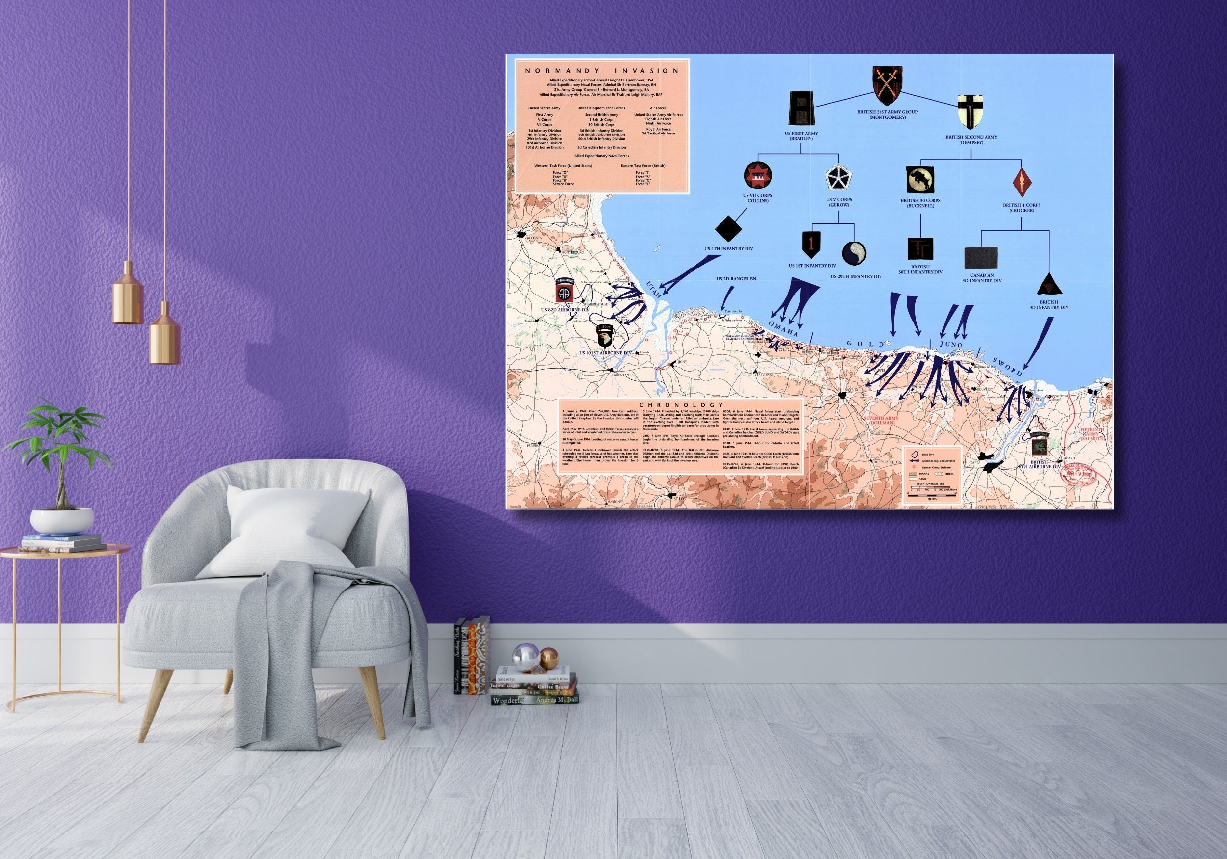Map of D-day Normandy 6th of June 1944 Canvas Print,normandy Map Poster ...