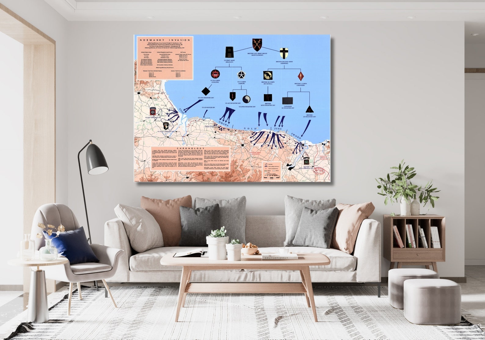 Map of D-day Normandy 6th of June 1944 Canvas Print,normandy Map Poster ...