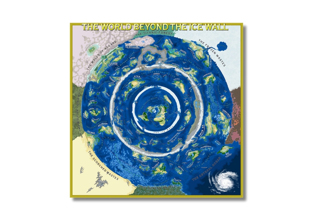 The World Beyond the Ice Map Canvas Wall Art,flat Earth Map Poster,the ...