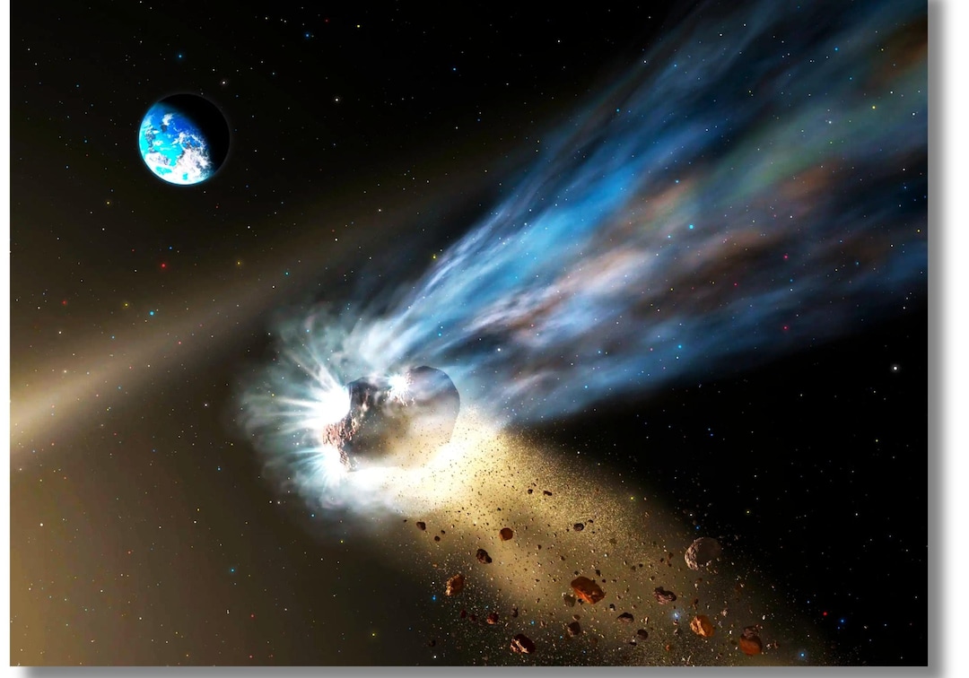 Earth and Meteorite Canvas Art,space-themed Wall Decor,planet Earth and ...