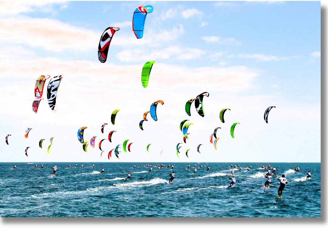 Kitesurfing Poster, Kitesurfing Canvas Wall Art Design,watersport ...