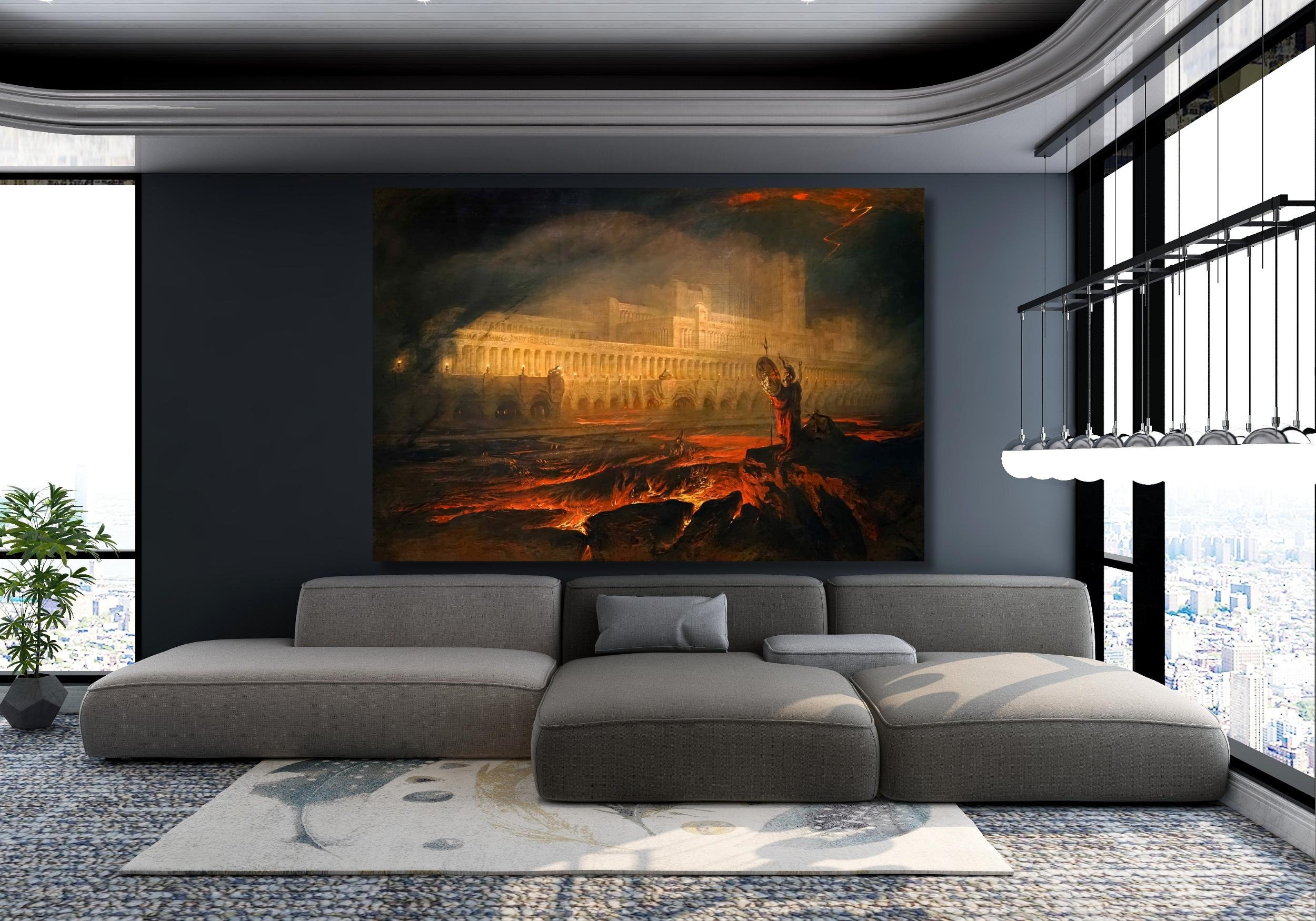 John Martin:pandemonium Louvre (1841) Canvas Print,john Martin Canvas ...