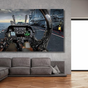 Fighter Aircraft Cockpit Canvas Wall Art Desing, F22 Cockpit View ...