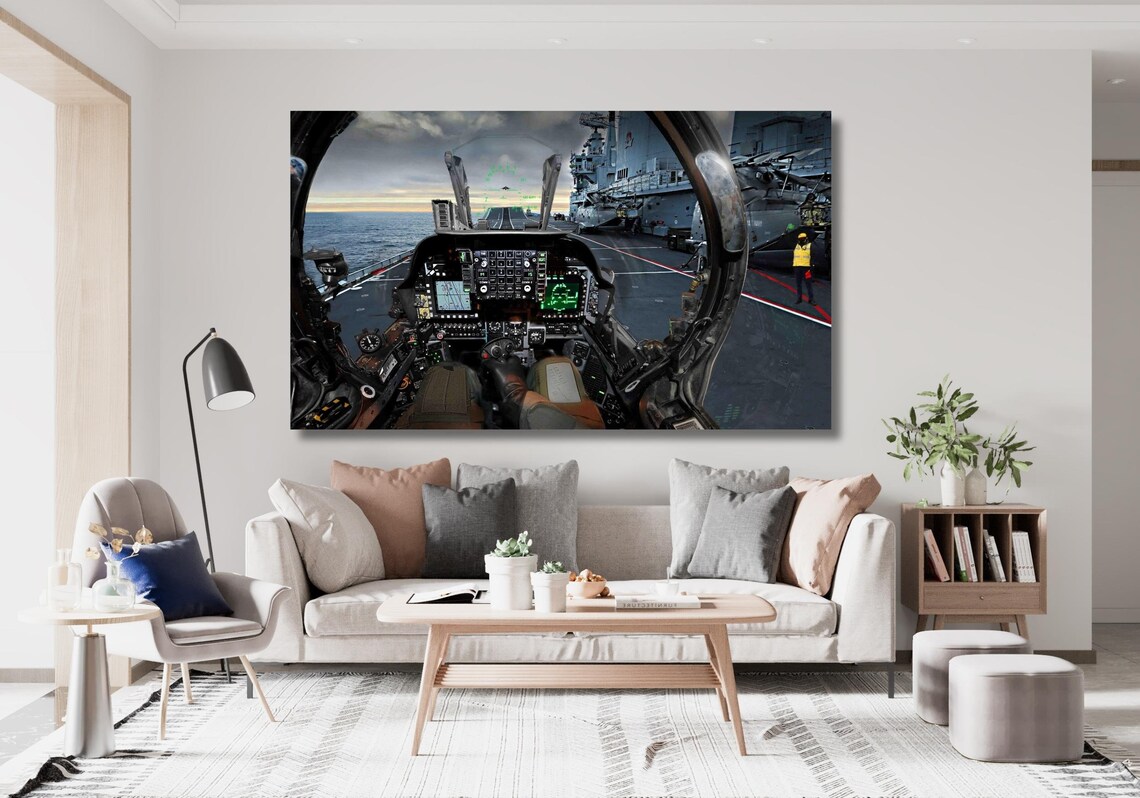 Fighter Aircraft Cockpit Canvas Wall Art Desing, F22 Cockpit View ...