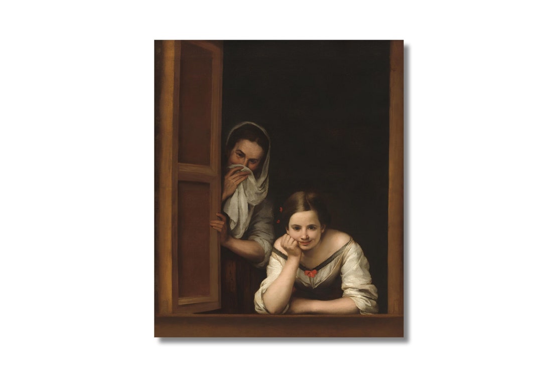 Two Women at a Window by Bartolomé Esteban Murillo Canvas Wall Art ...