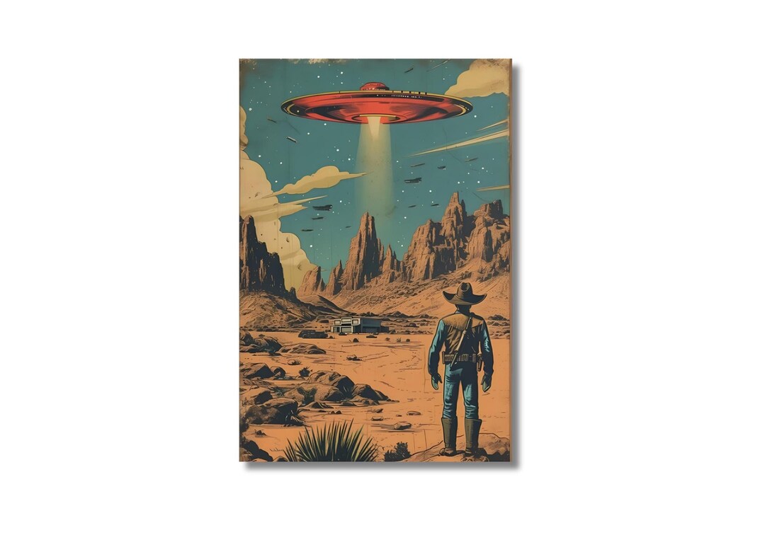 Scifi Western Cowboy Art Print, Scifi Western Cowboy Canvas Wall Art ...