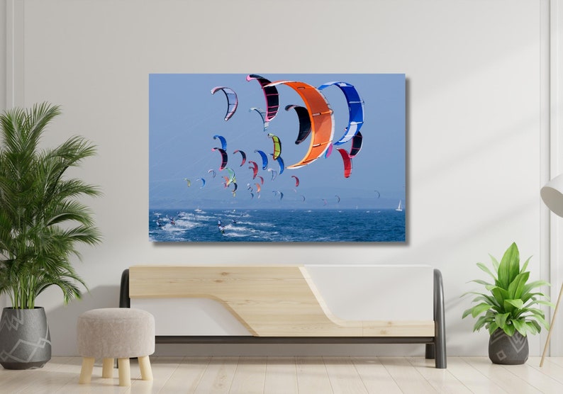 Kitesurfing Poster, Kitesurfing Canvas Wall Art Design,watersport ...