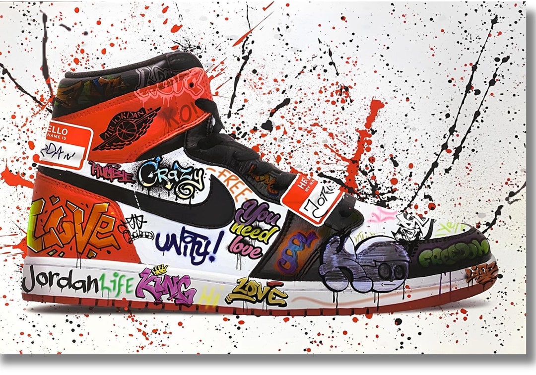 Jordan Graffiti Canvas Wall Art,air Jordan Canvas Wall Art,jordan ...