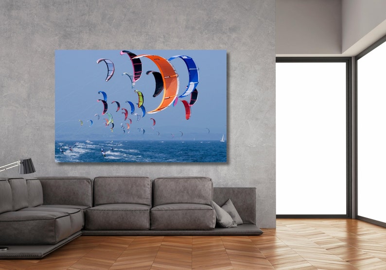 Kitesurfing Poster, Kitesurfing Canvas Wall Art Design,watersport ...