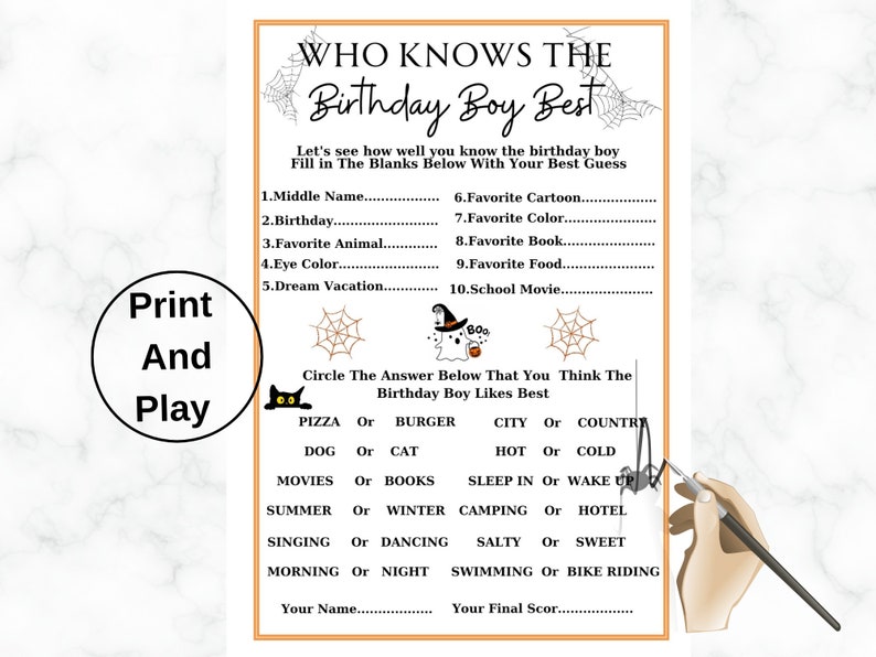 Who Knows the Birthday Boy Best, Birthday Questionnaire Activity ...