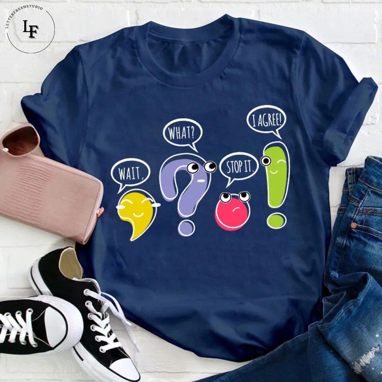 Punctuation Funny Grammar Teacher Vintage T-shirt, Teacher Shirt ...