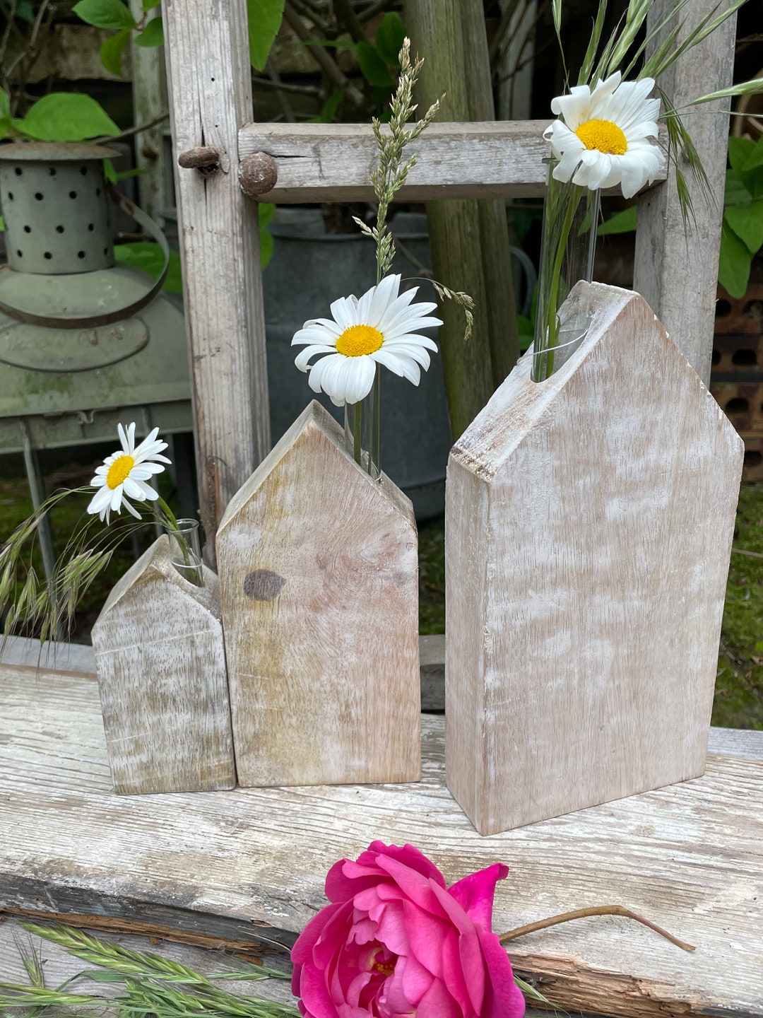 Dekohaus Holzhaus Vintage Deko Vase Landhausstil - Etsy.de