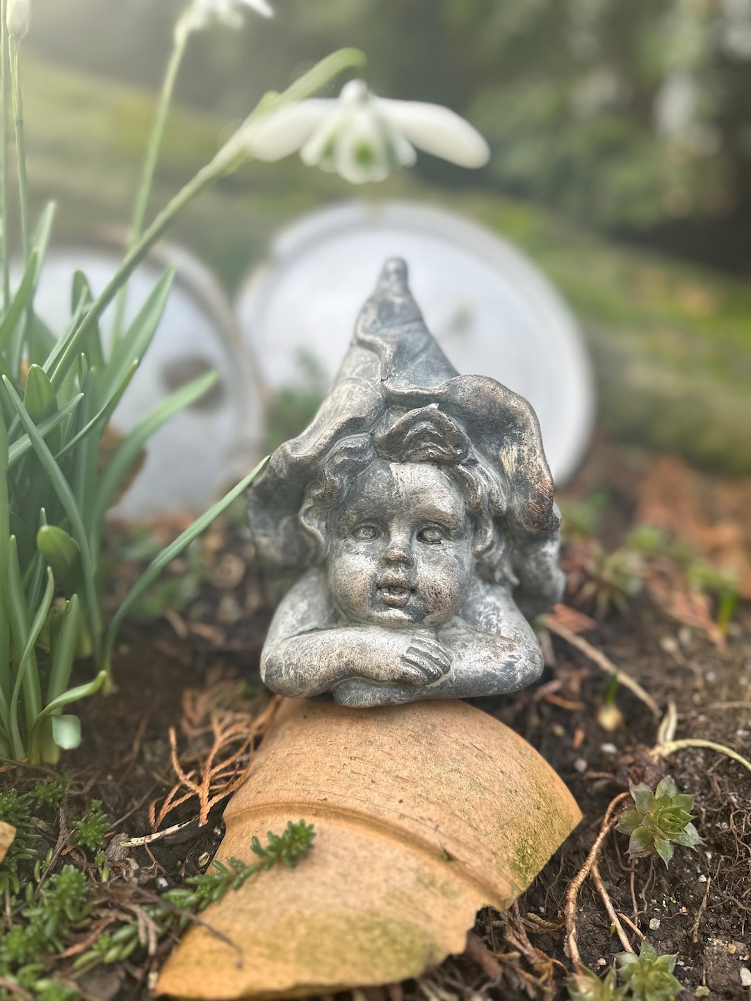 Stone Bust Elf Bust Concrete Bust Garden Decoration Vintage - Etsy
