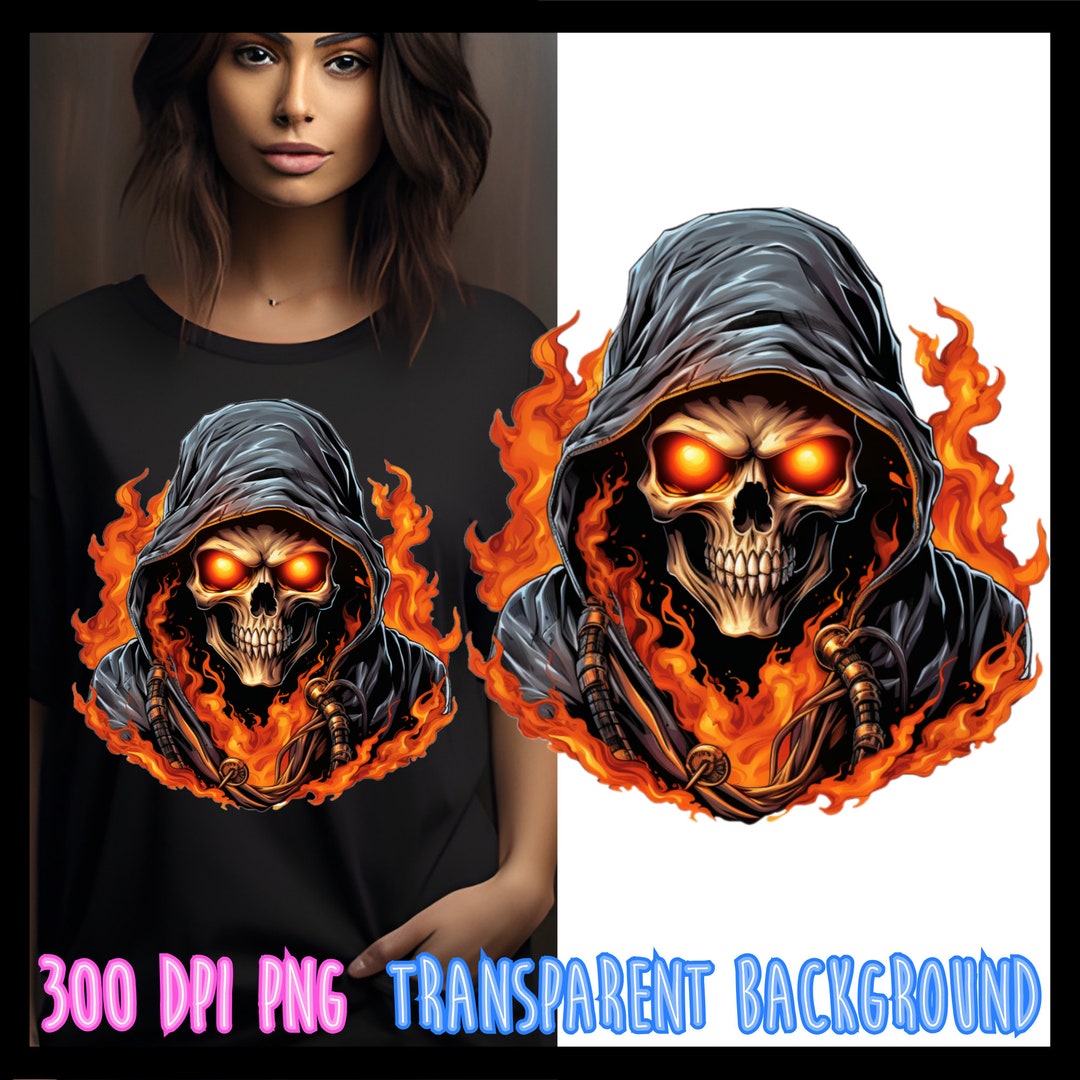 Skull Fire Design Colorful Png for Shirts and Sublimation Designs ...