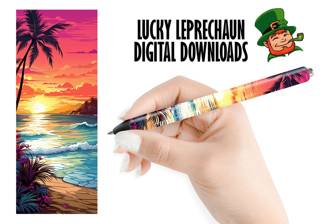 Sunset, Beach, Pen Sublimation Template - Sublimation Designs Pen ...