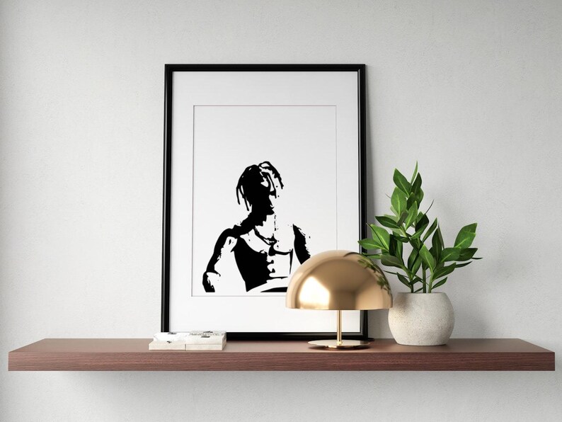 Travis Scott Silhouette – Black and White Music Art Print | Digital ...