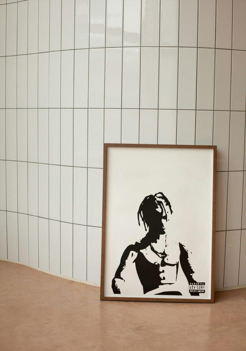 Travis Scott Silhouette – Black and White Music Art Print | Digital ...