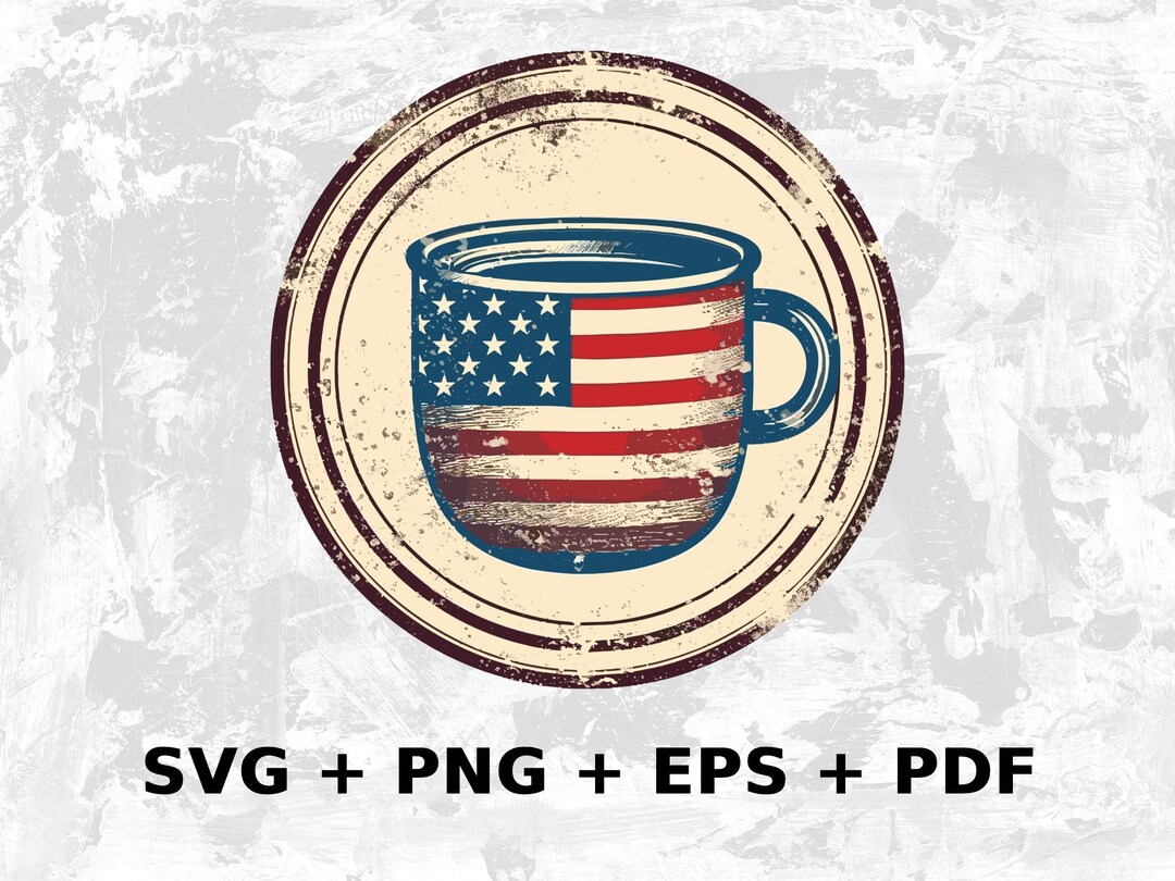 American Flag Coffee Cup SVG PNG Eps, Commercial Use Clipart Vector ...