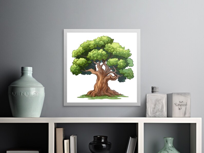 Cartoon Oak Tree SVG PNG Eps, Commercial Use Clipart Vector Graphics ...