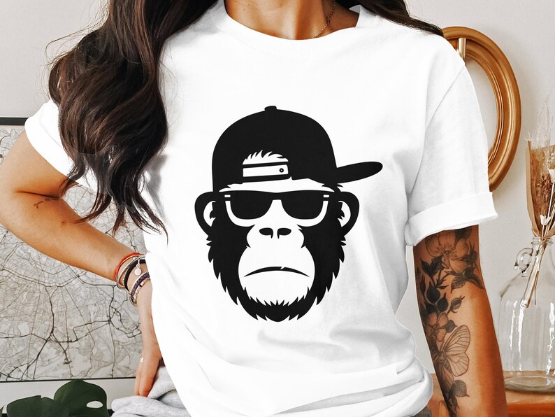 Cool Monkey SVG - Monkey With Sunglasses Silhouette Clipart Cut File ...