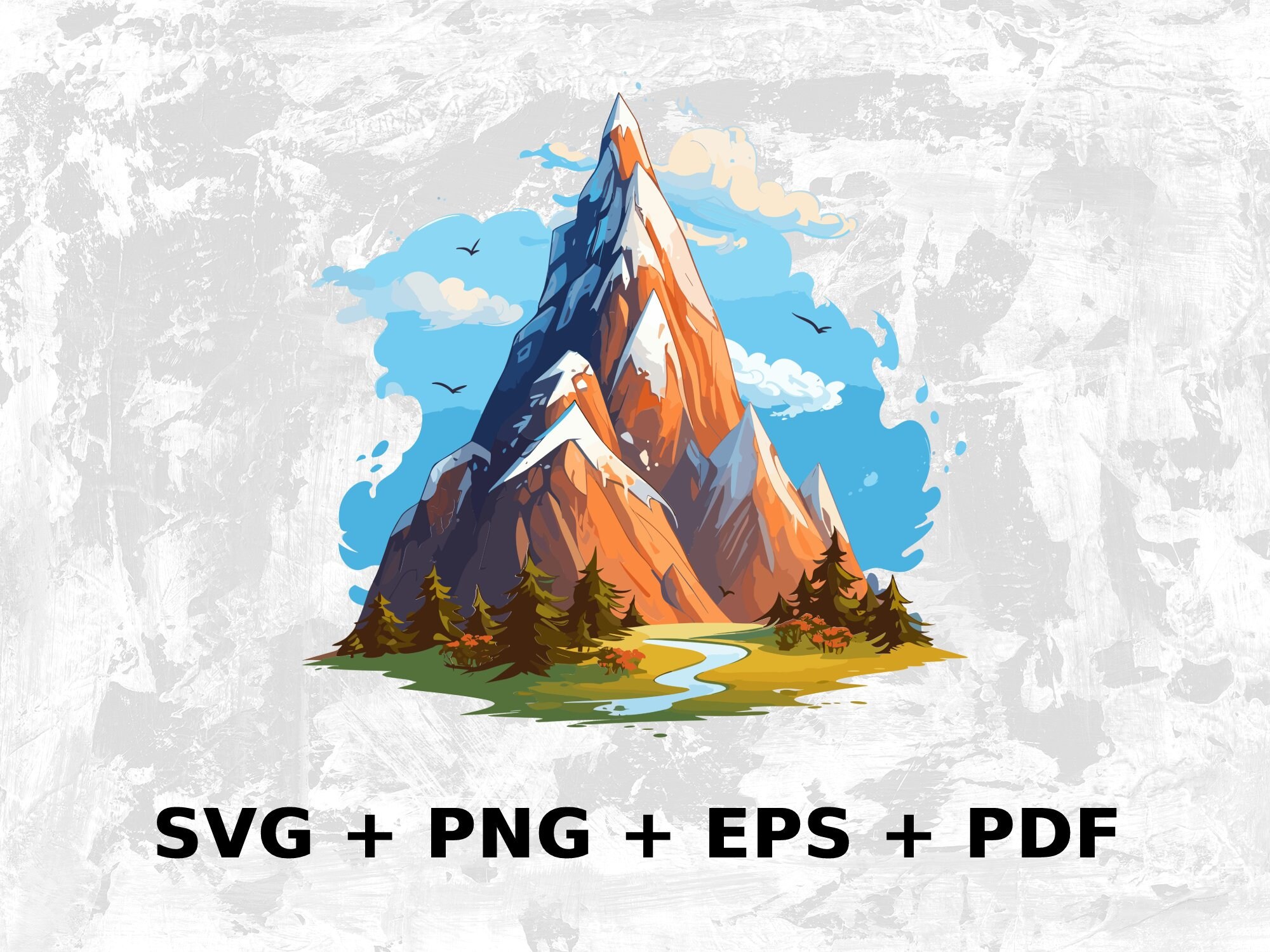 Cartoon Mountain SVG PNG Eps, Commercial Use Clipart Vector Graphics ...