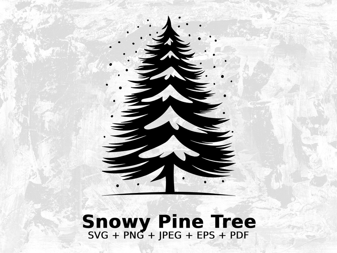 Snowy Pine Tree SVG - Winter Christmas Tree Snow Fall Printable ...