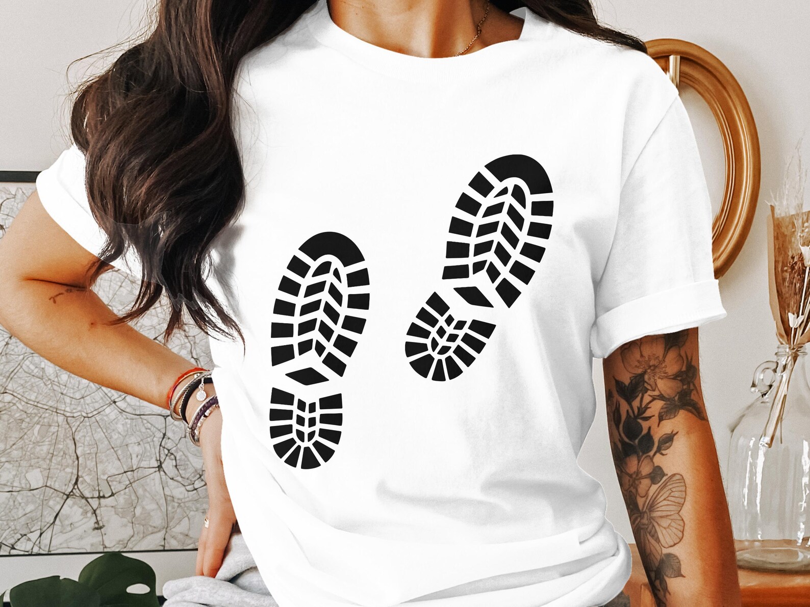 Shoe Prints SVG -walking Foot Prints Hiking Boot Sole Silhouette ...