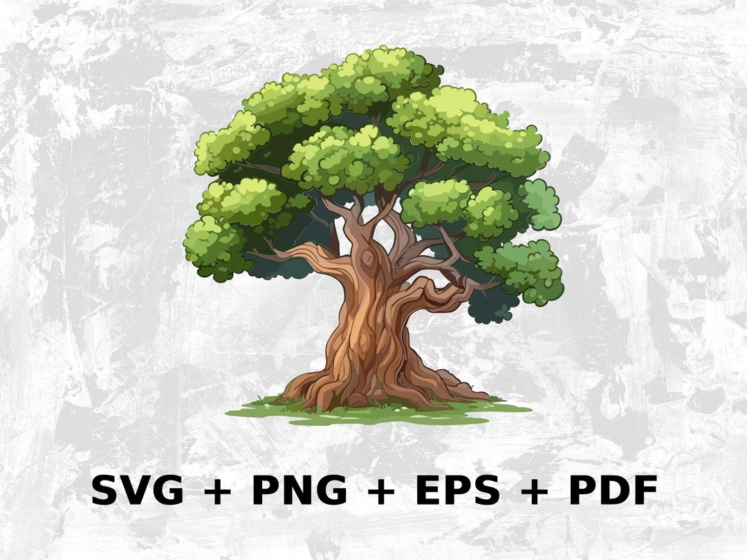 Cartoon Oak Tree SVG PNG Eps, Commercial Use Clipart Vector Graphics ...