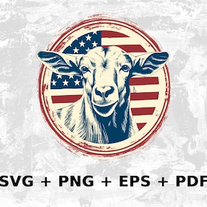 American Flag Goat SVG PNG Eps, Commercial Use Clipart Vector Graphics ...