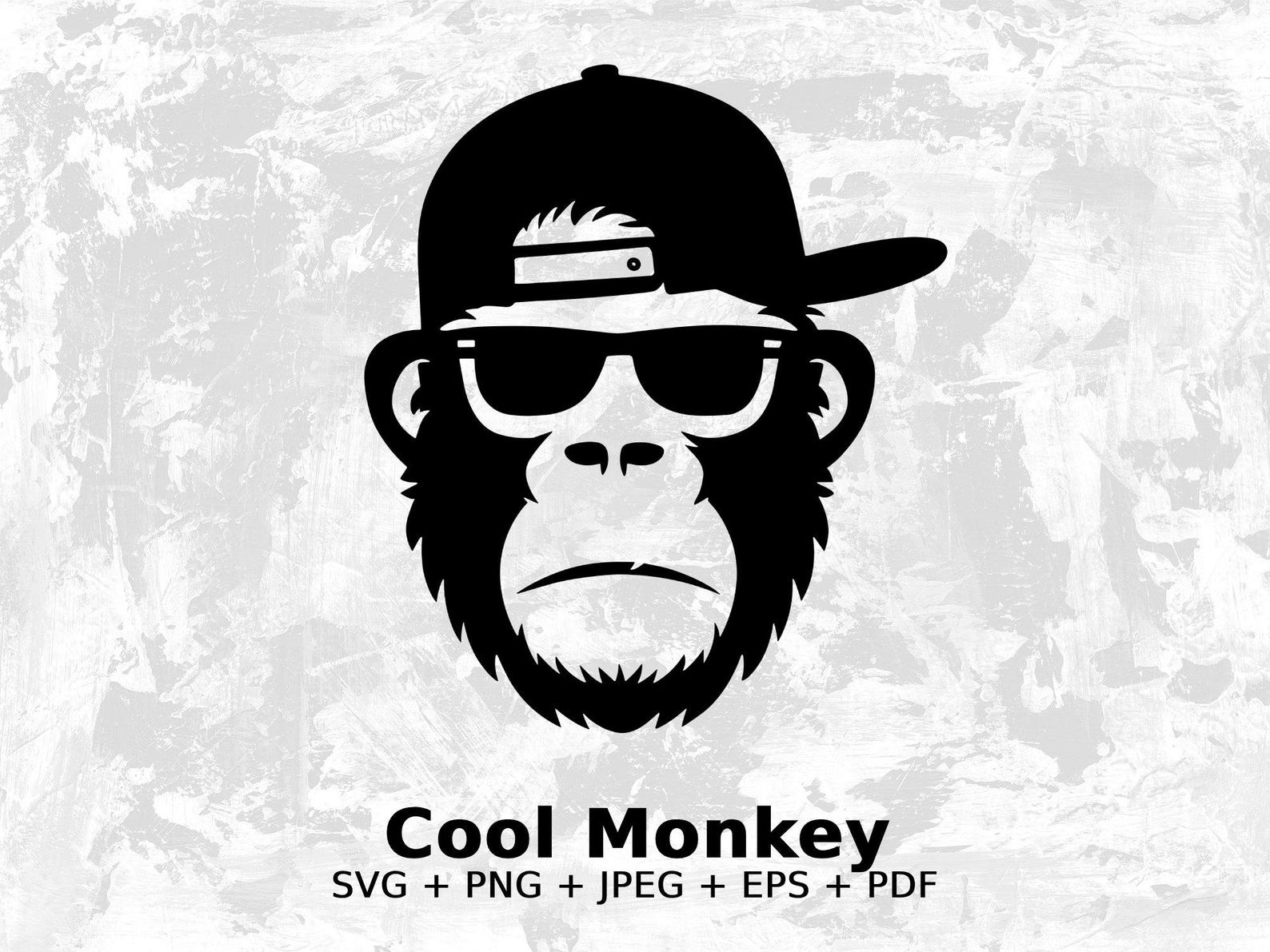 Cool Monkey SVG - Monkey With Sunglasses Silhouette Clipart Cut File ...