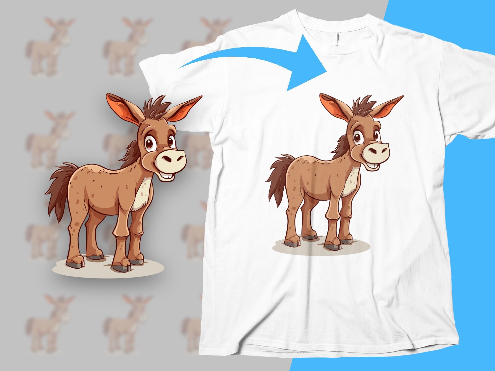 Cartoon Donkey SVG PNG Eps, Commercial Use Clipart Vector Graphics for ...