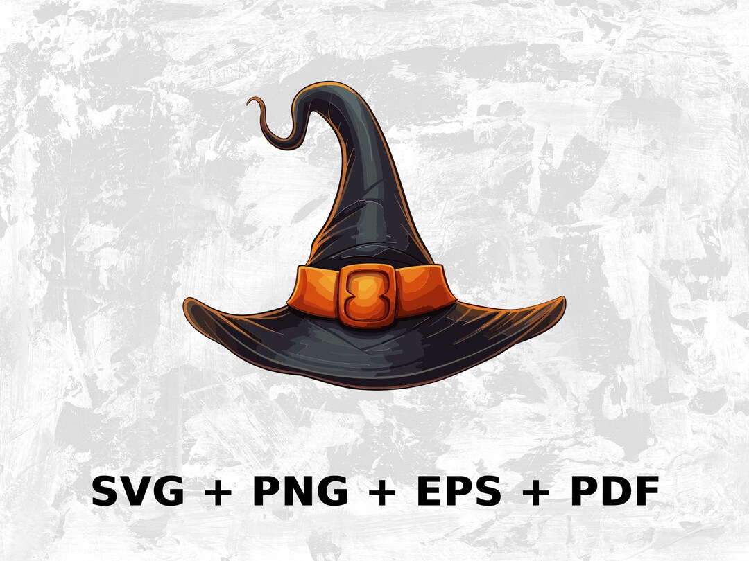 Cartoon Halloween Witch Hat SVG PNG Eps, Commercial Use Clipart Vector ...