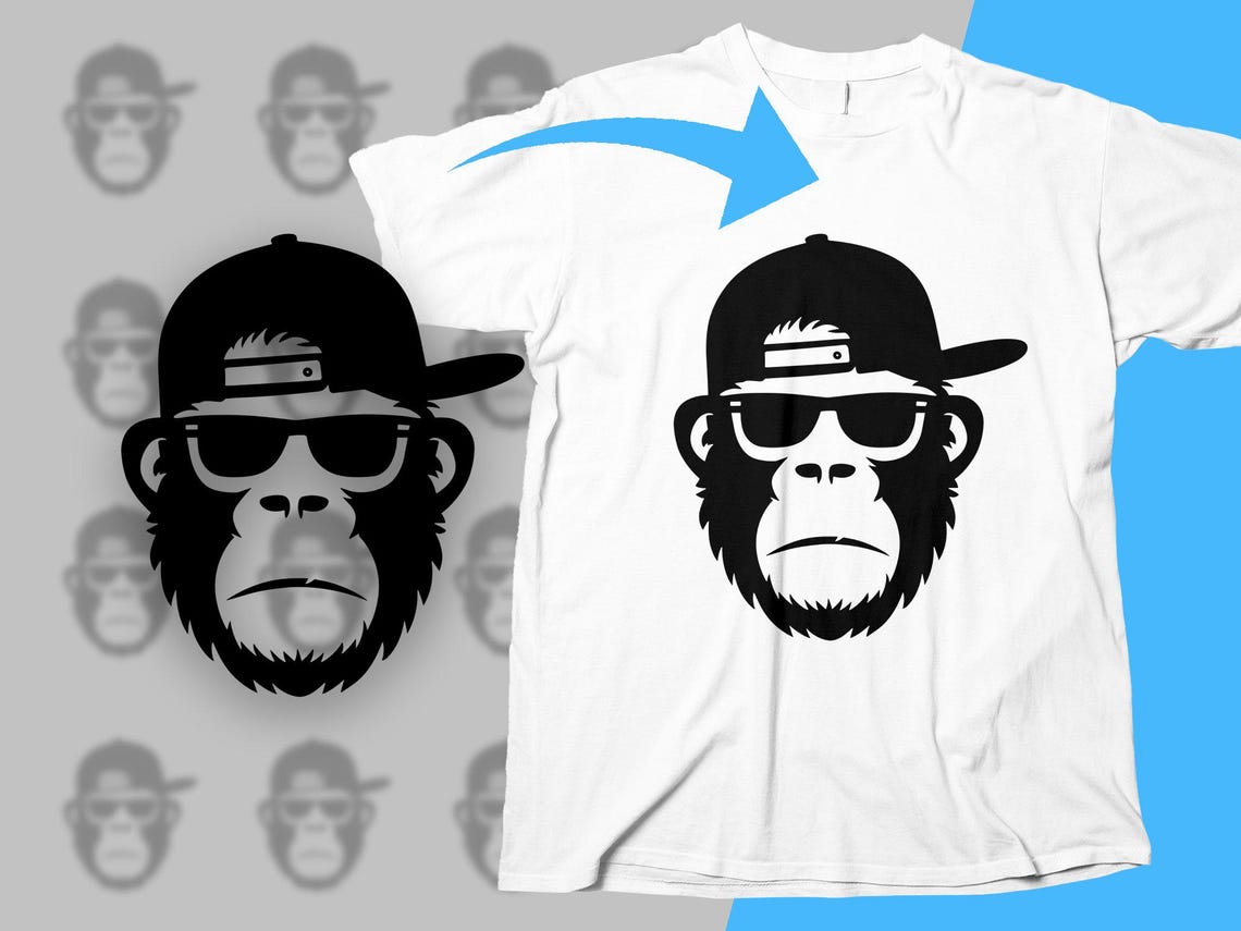 Cool Monkey SVG - Monkey With Sunglasses Silhouette Clipart Cut File ...