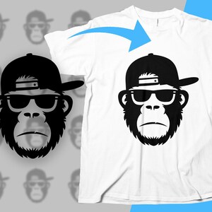 Cool Monkey SVG - Monkey With Sunglasses Silhouette Clipart Cut File ...