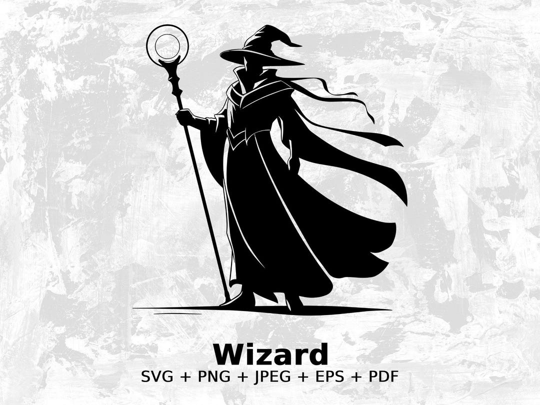 Wizard SVG - Fantasy Wizard Magic Witchcraft Sorcerer Silhouette ...