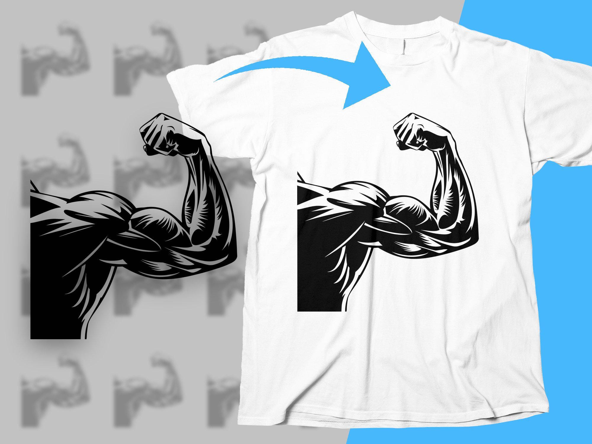 Muscular Arm SVG - Biceps Flex Bodybuilding Printable Graphic Vector ...