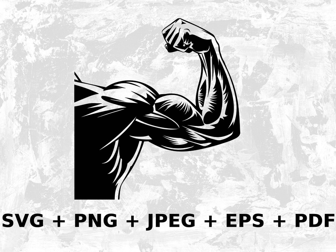 Muscular Arm SVG Biceps Flex Bodybuilding Printable Graphic Vector ...
