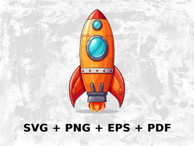 Cartoon Rocket SVG PNG Eps, Commercial Use Clipart Vector Graphics for ...