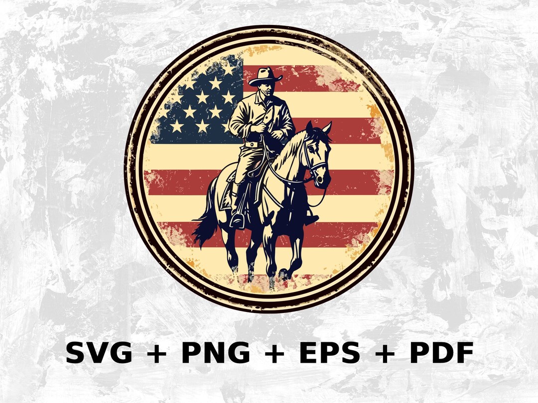 American Flag Cowboy SVG PNG Eps, Commercial Use Clipart Vector ...