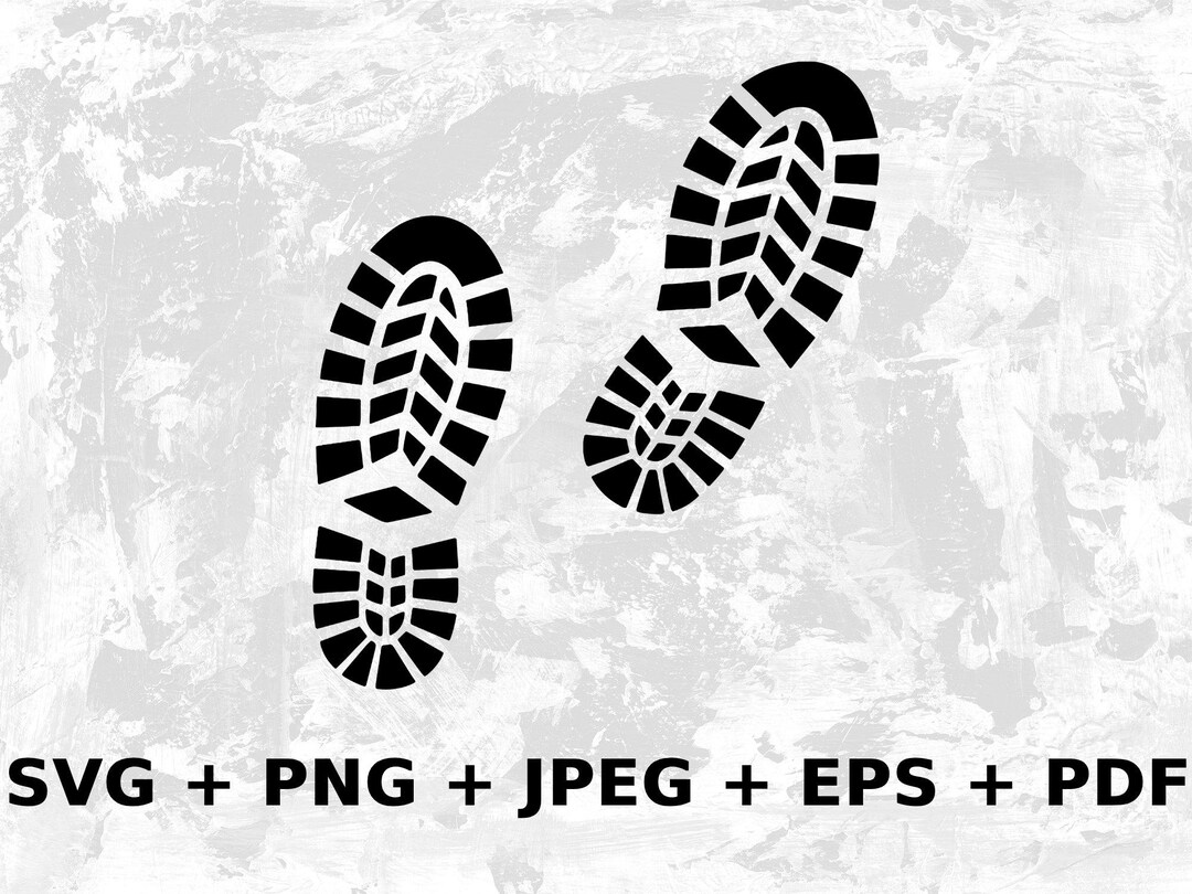 Shoe Prints SVG -walking Foot Prints Hiking Boot Sole Silhouette Clipart Cut File, Instant ...
