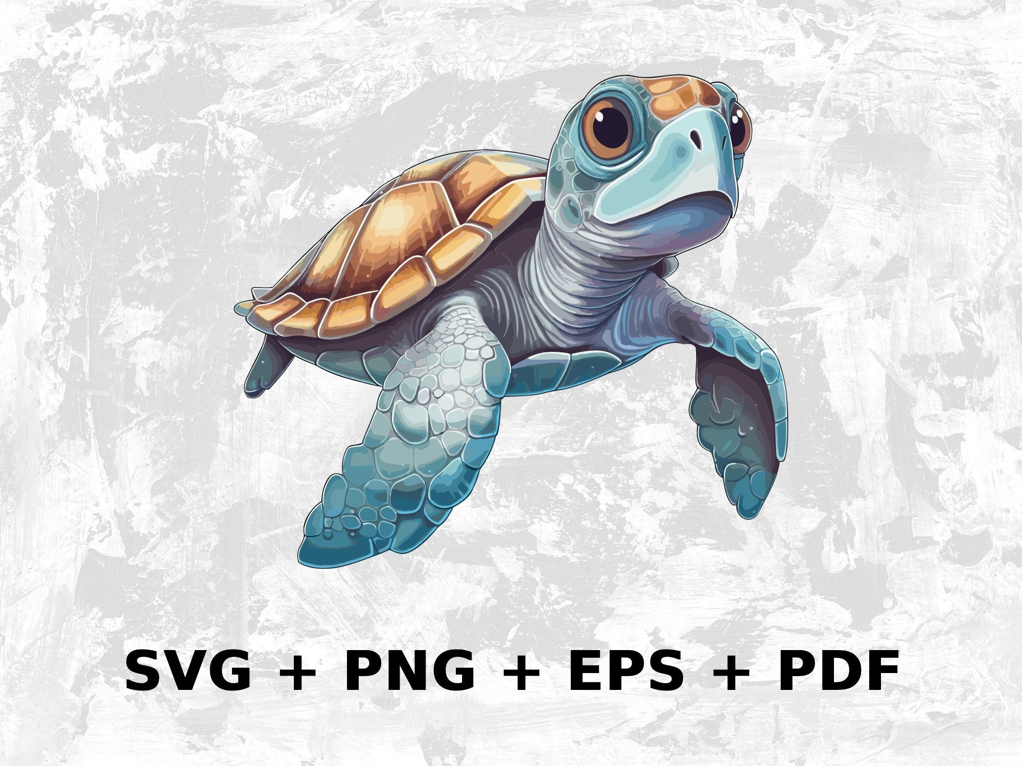 Cartoon Sea Turtle SVG PNG Eps, Commercial Use Clipart Vector Graphics ...