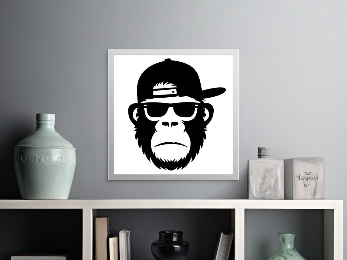 Cool Monkey SVG - Monkey With Sunglasses Silhouette Clipart Cut File ...