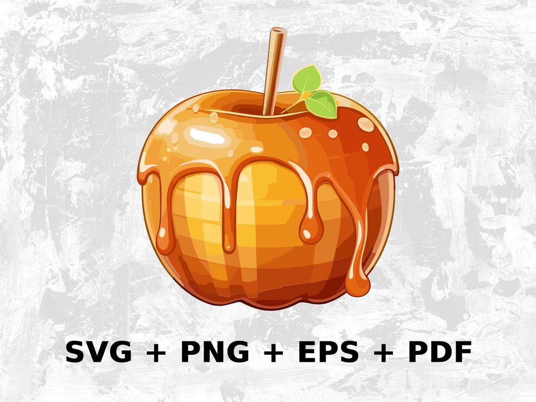 Cartoon Caramel Apple SVG PNG Eps, Commercial Use Clipart Vector ...