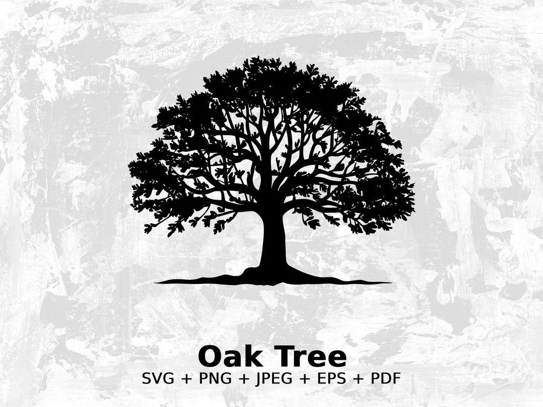 Oak Tree SVG - Large Tree Nature Forest Woodland Botanical Silhouette ...