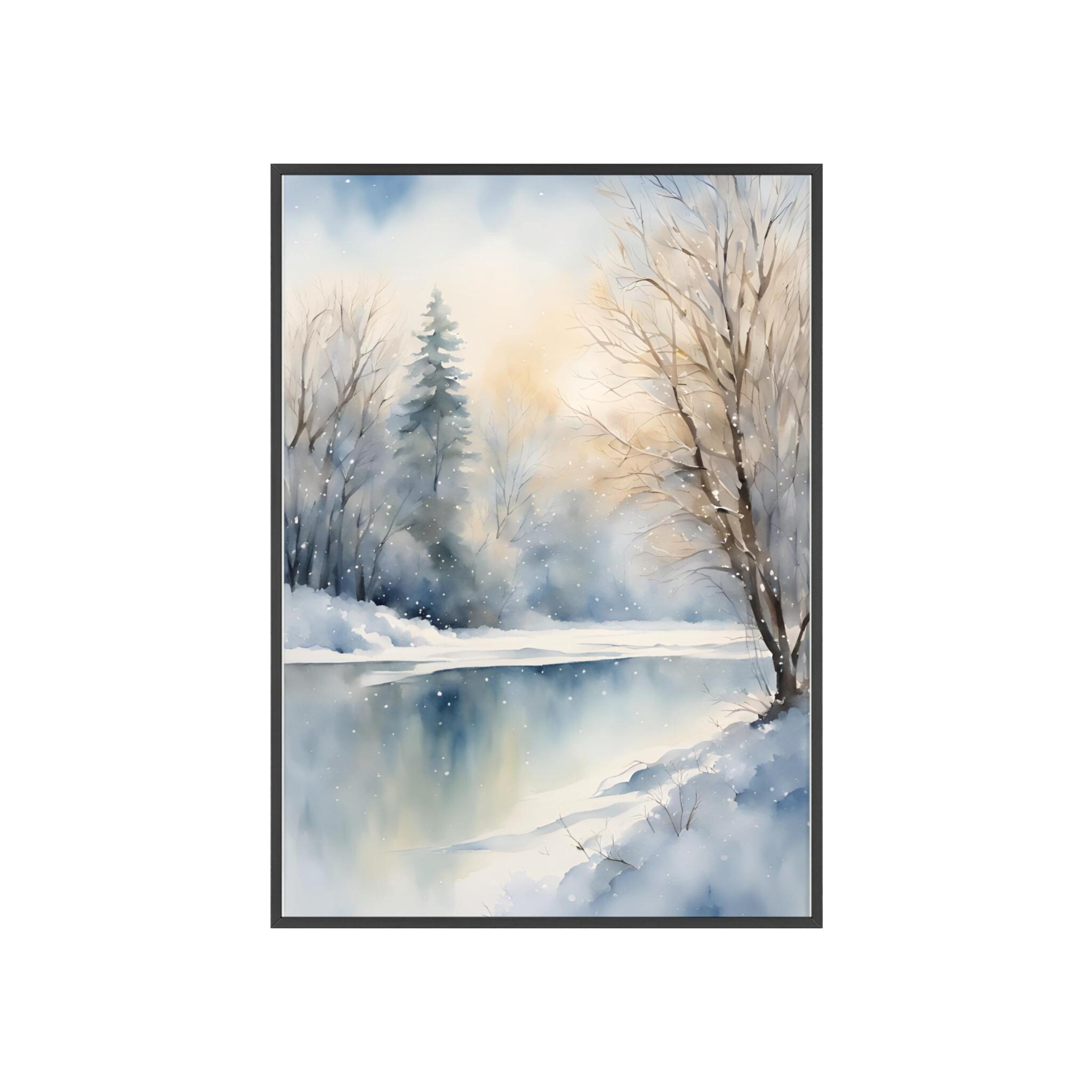 Winter Lake Watercolor Printable Painting, Winter Decor, Watercolour ...