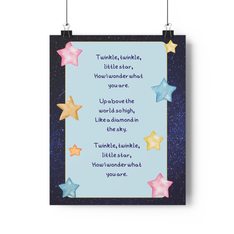 Nursery Rhyme| Kids Bedroom Décor| 3 Sizes Included, Twinkle Little ...
